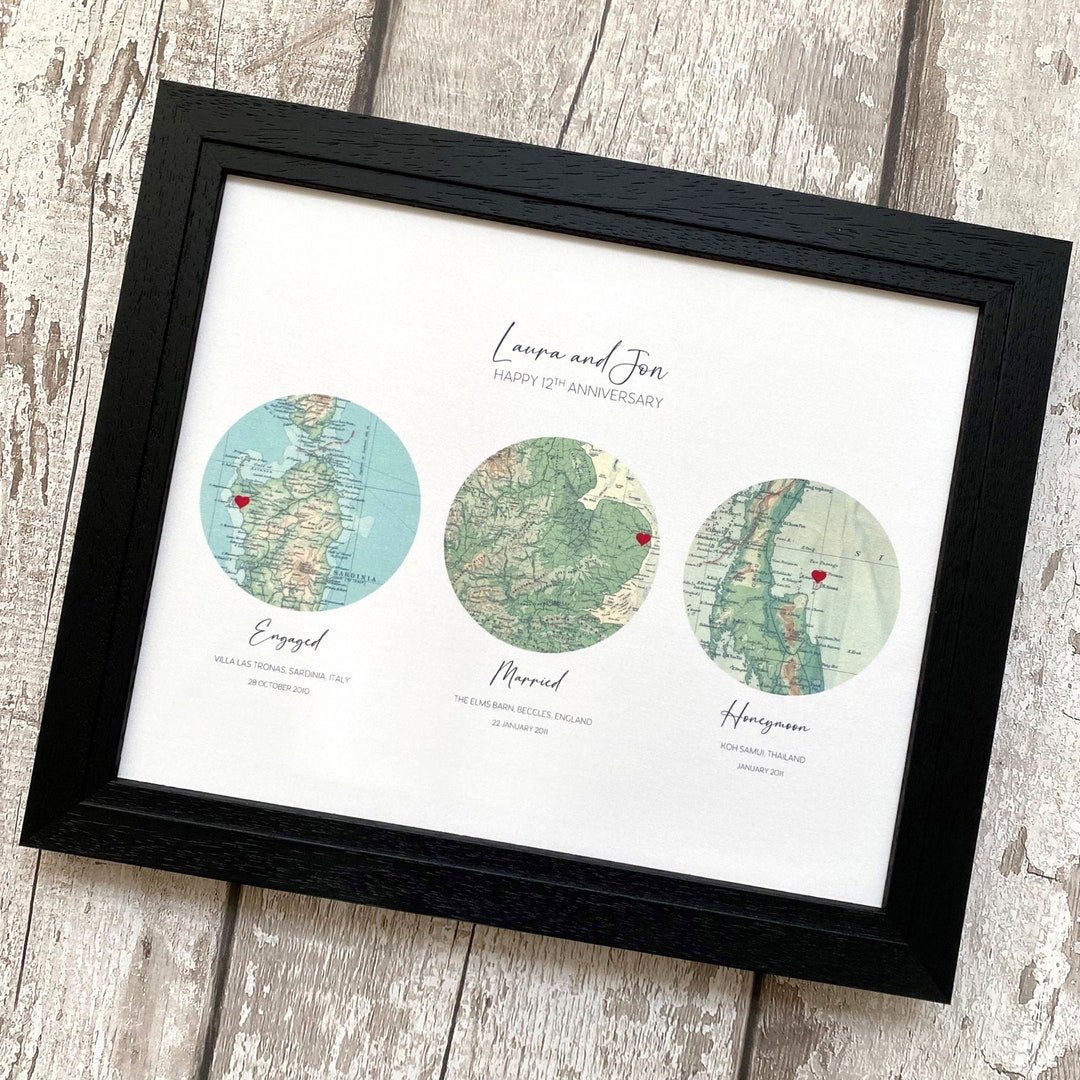 Your Unique Love Story in Vintage Maps on Silk, Stunning Romantic 4th ...