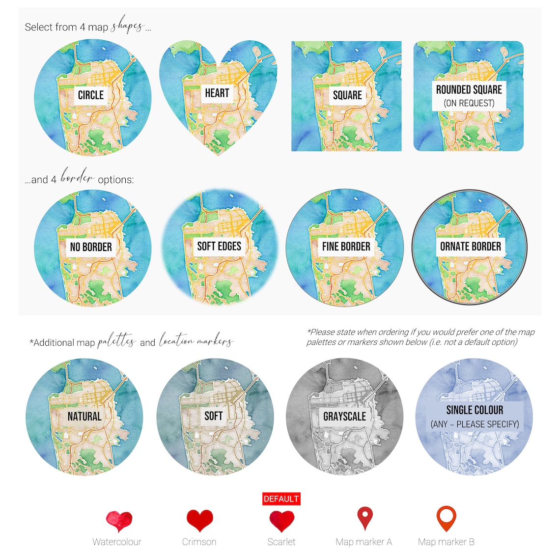 Silk Love Story Watercolour Map Art Any 2 or 3 Locations 4th - Etsy