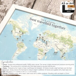 Custom Push Pin Physical World Map, Small Personalised Canvas Pinboard ...