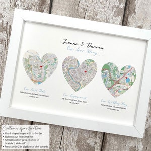 Custom Contemporary 3 Location Map Art, Met Engaged Married Home ...