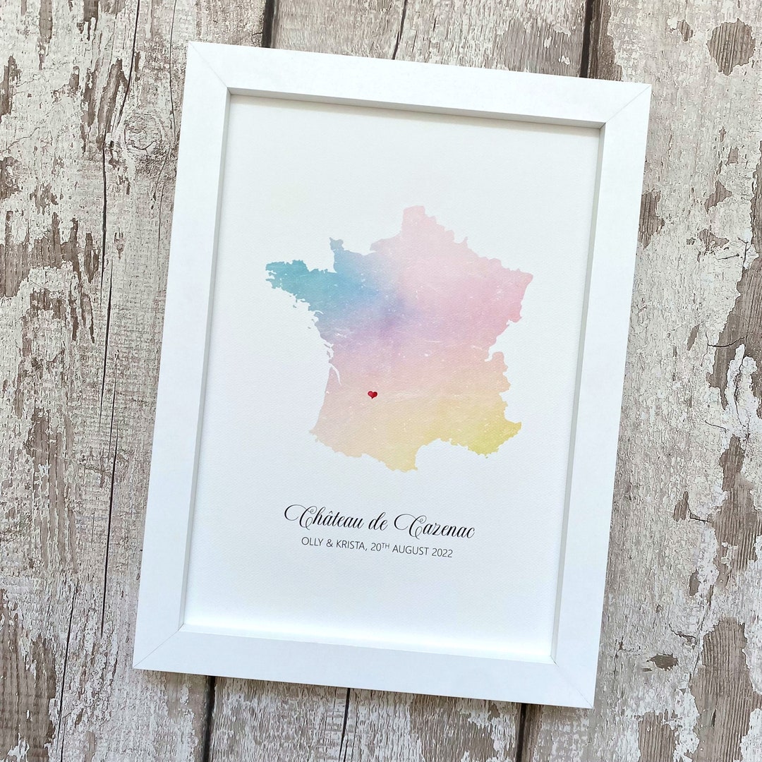 Custom Country Watercolour Map Print, Any State, Country or Continent ...