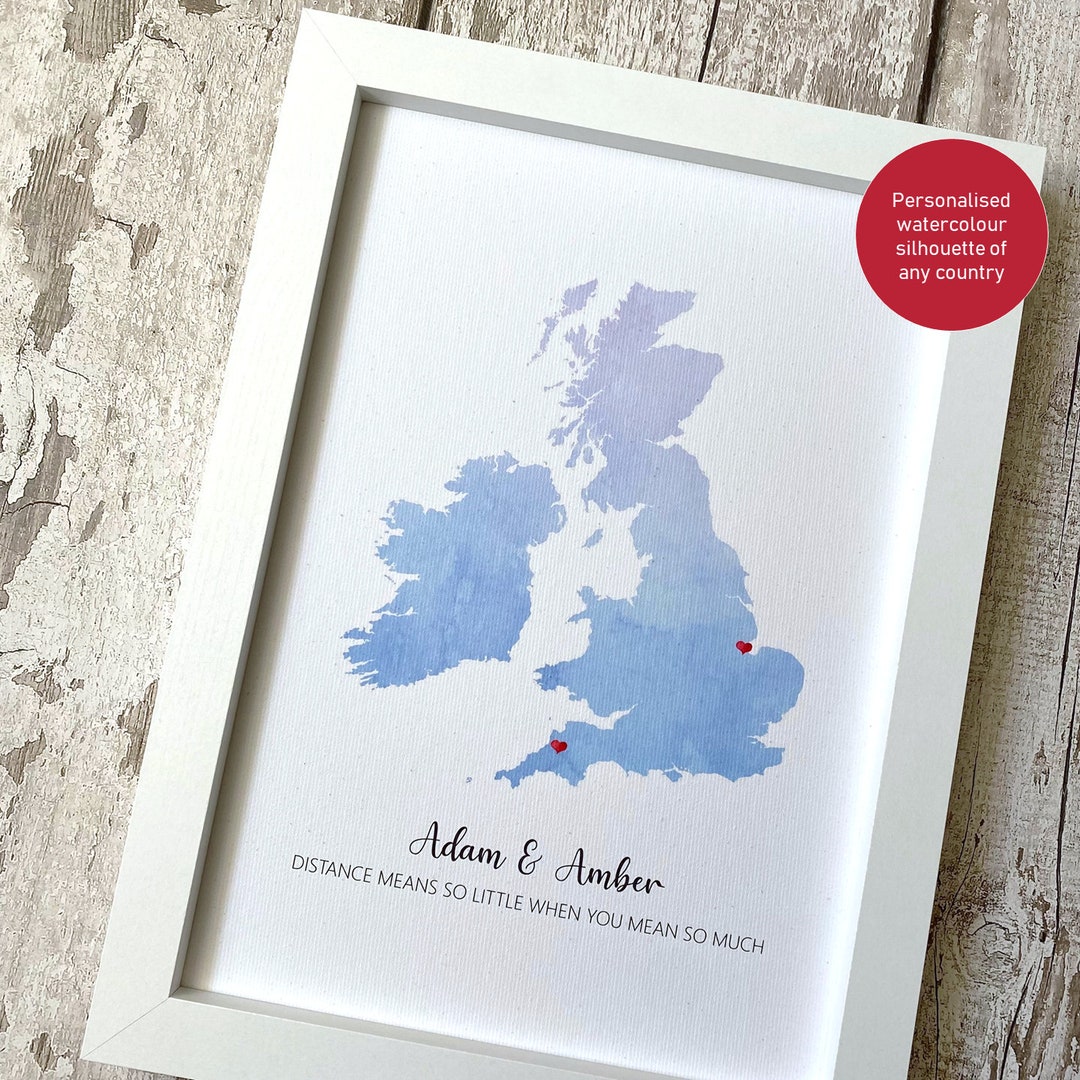 Long Distance Relationship Map Gift Wedding Gift Map Print - Etsy UK