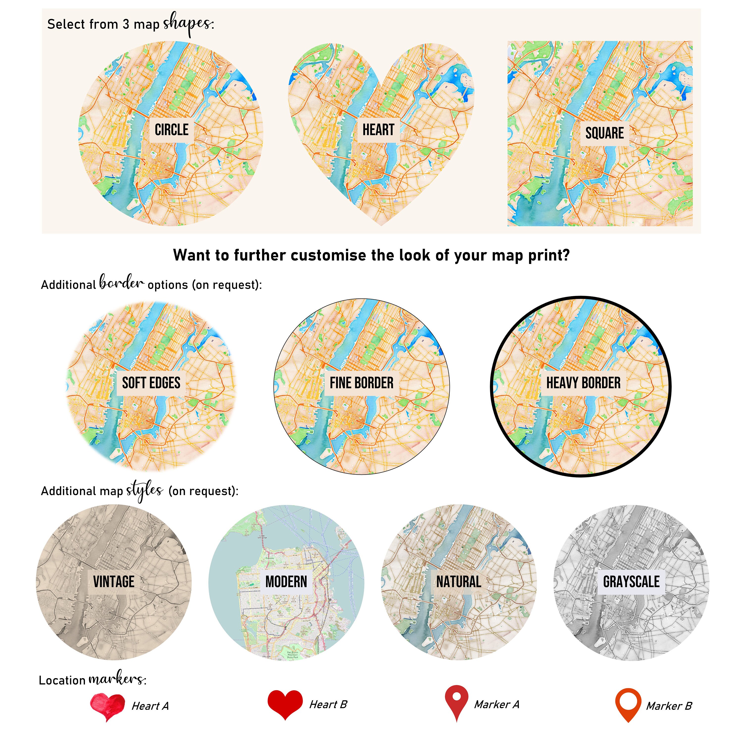 Custom Three Location Map Print, 2nd Cotton Anniversary Gift, Our ...