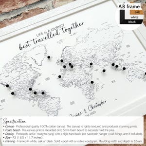 Custom Small Black and White Push Pin World Map, Countries and US ...