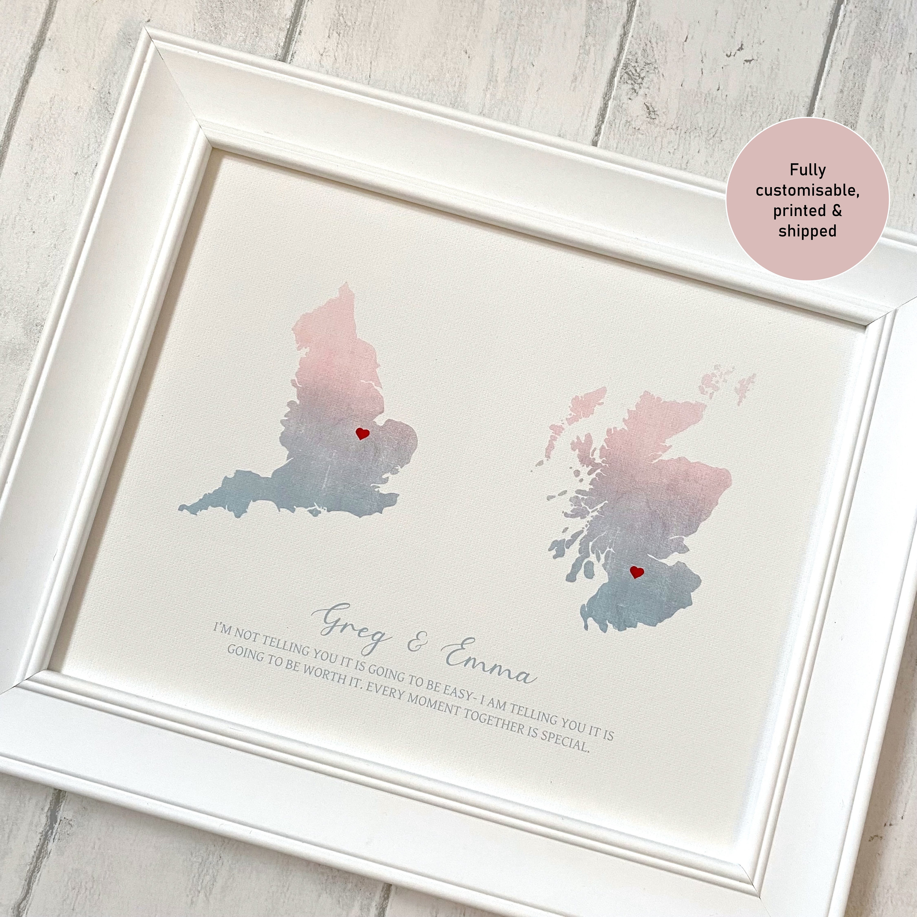Custom Two Location Love Map Long Distance Relationship Gift - Etsy UK