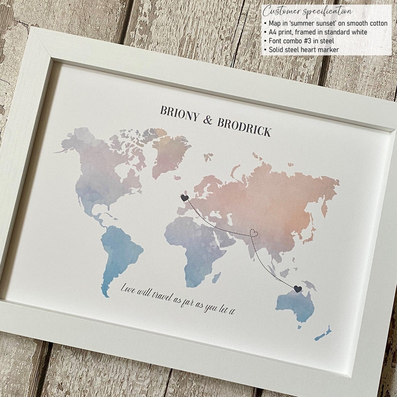 Long Distance Relationship Map Gift, Two Location Map Print ...
