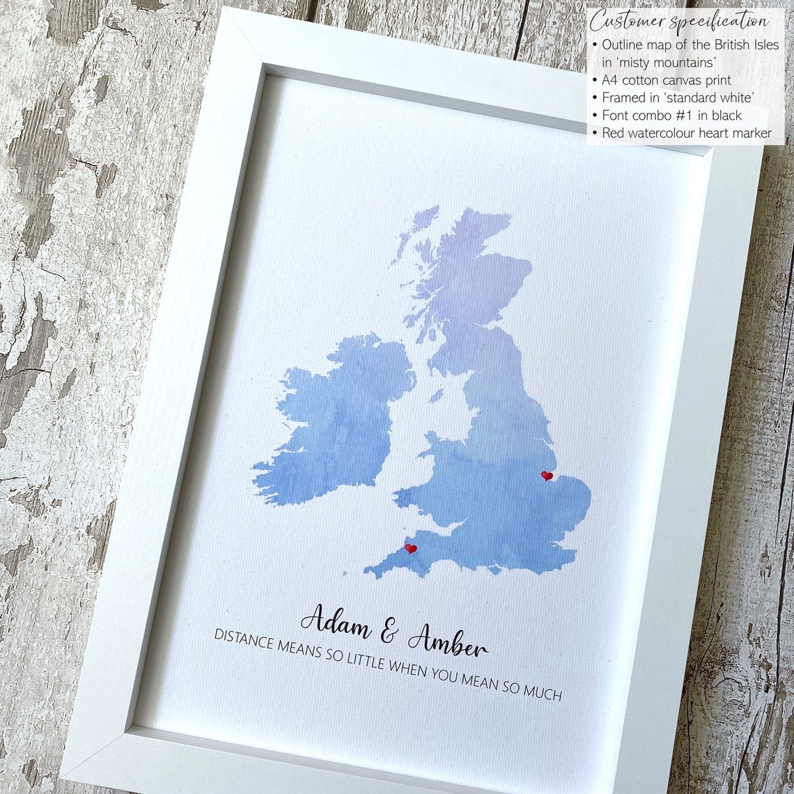 Long Distance Relationship Map Gift, Wedding Gift Map Print, Country ...