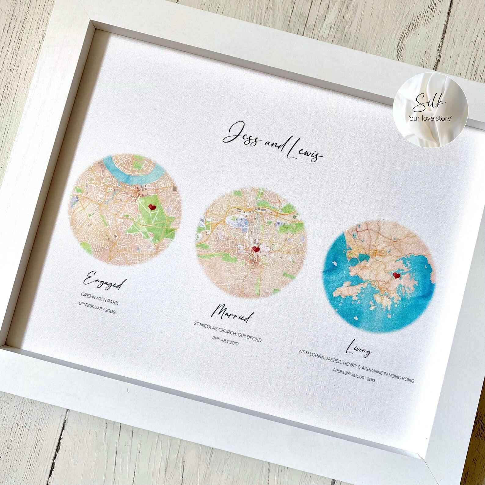 Silk Love Story Watercolour Map Art Any 2 or 3 Locations 4th - Etsy