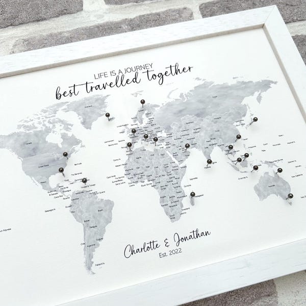Grayscale World Map - Etsy