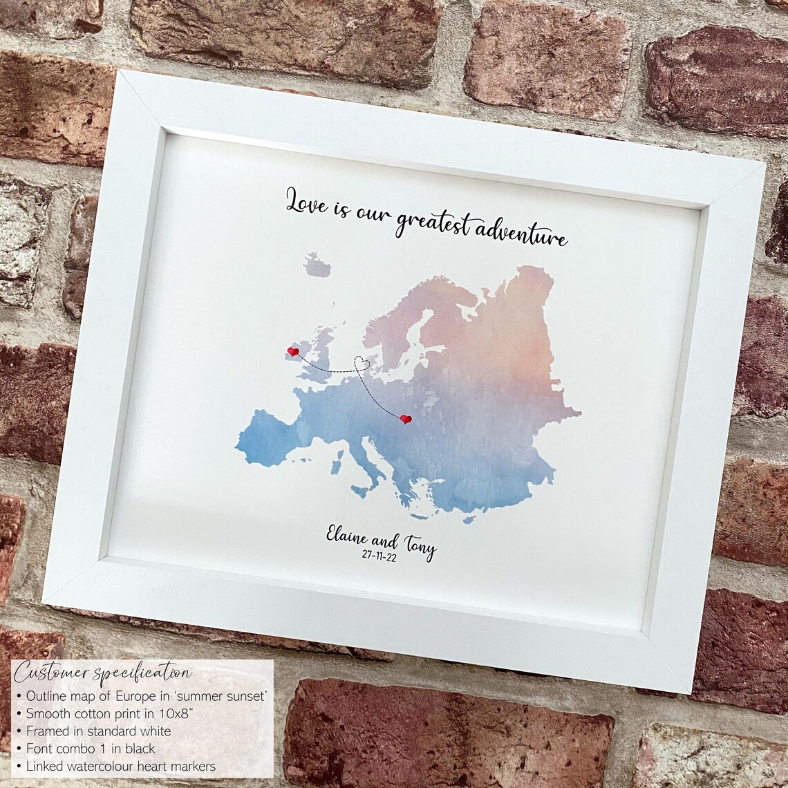 Long Distance Relationship Map Gift, Wedding Gift Map Print, Country ...