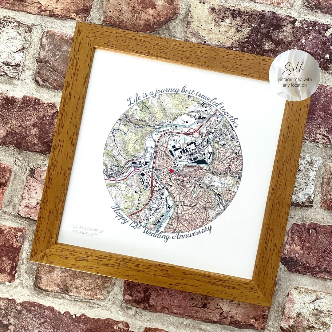 Vintage Topographical Map of Your Location on Silk, OOAK Silk ...