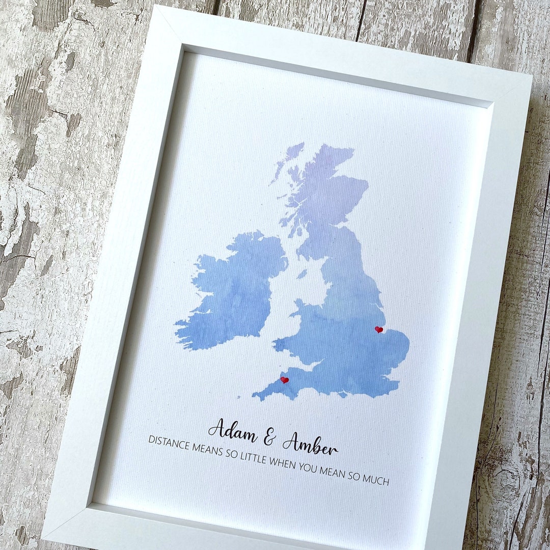 Long Distance Relationship Map Gift, Wedding Gift Map Print, Country ...