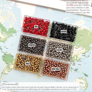 Custom Push Pin Physical World Map, Small Personalised Canvas Pinboard ...