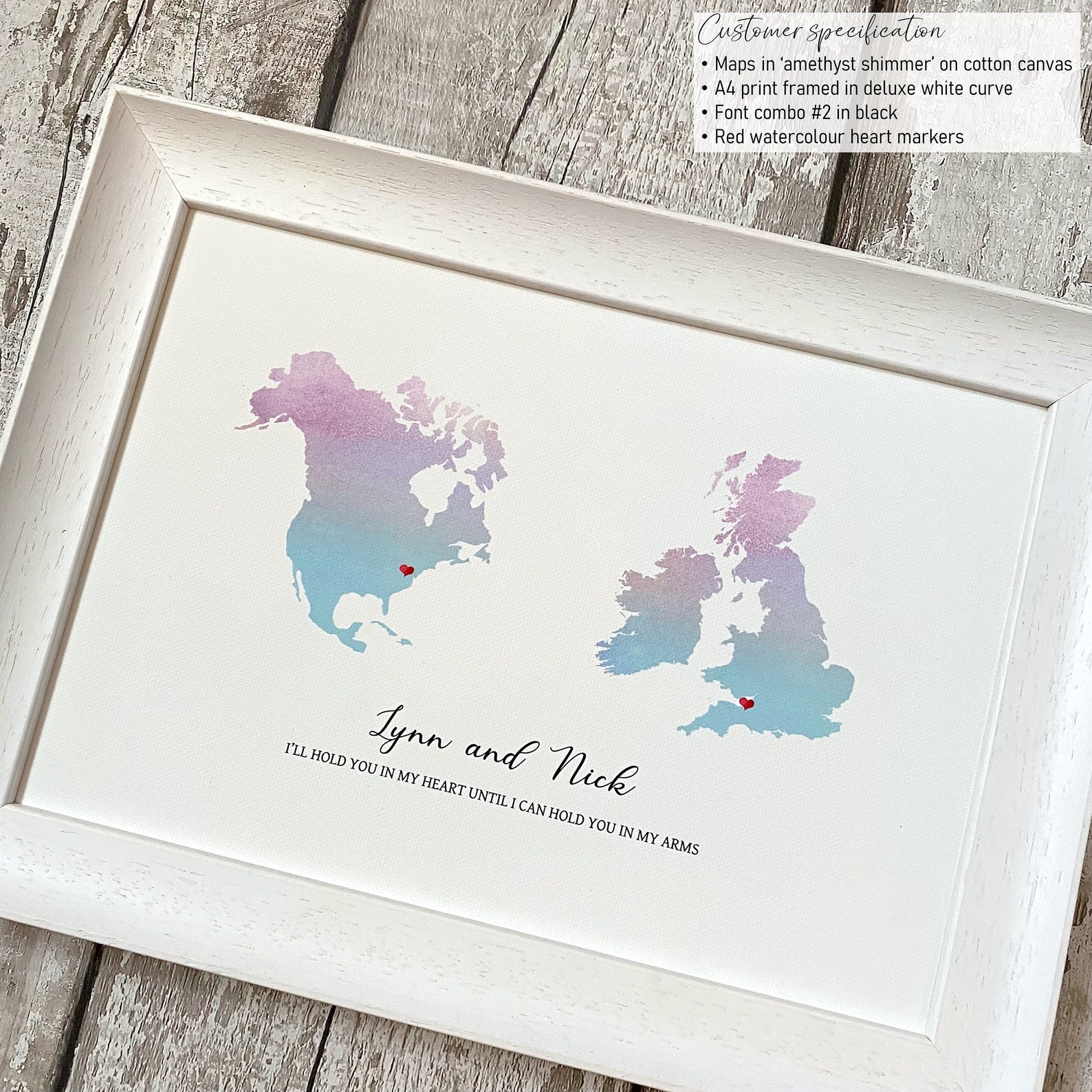 Personalised Two Location Love Map Long Distance Engagement | Etsy UK