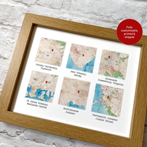Couple Milestones Personalised Map Print A4 Fine Art Canvas Digital ...