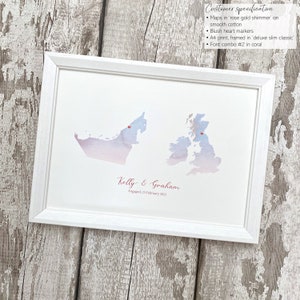 Personalised Two Location Love Map, Long Distance Relationship Gift Map ...