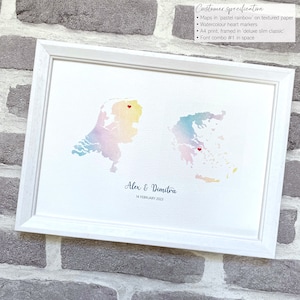 Personalised Two Location Love Map, Long Distance Relationship Gift Map ...