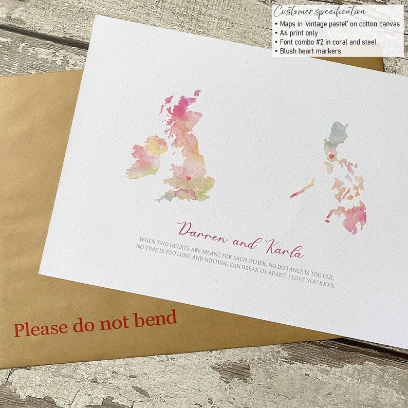 Custom Two Location Love Map Long Distance Relationship Gift - Etsy