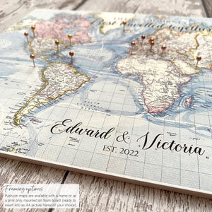 Custom Vintage Push Pin World Map, Personalised Canvas Pinboard ...