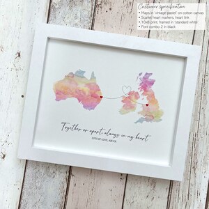 Personalised Two Location Love Map, Long Distance Relationship Gift Map ...
