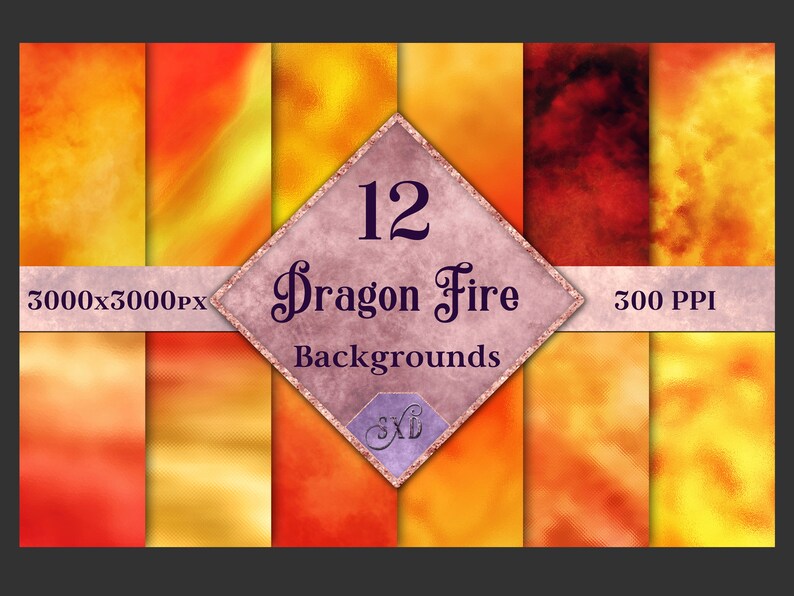 Dragon Fire Backgrounds - 12 Image Textures Set - Etsy