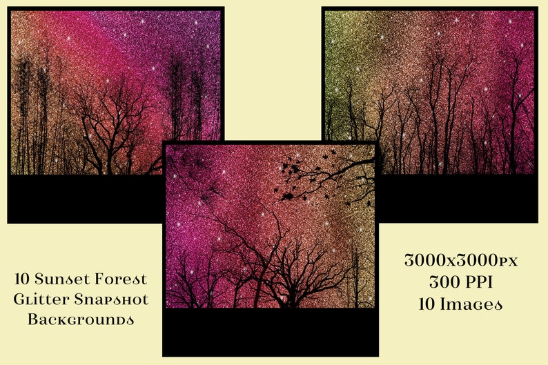 Sunset Forest Glitter Snapshot Backgrounds - 10 Image Set - Etsy