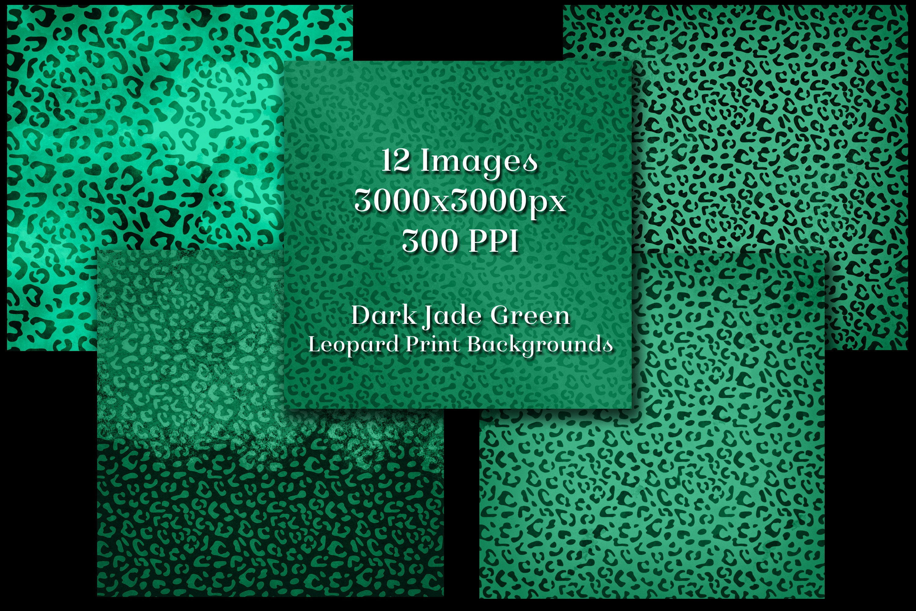 Dark Jade Green Leopard Print Backgrounds - 12 Textures - Etsy