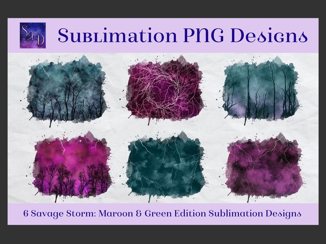 Sublimation PNG Designs - Savage Storm Maroon & Green Images - Etsy