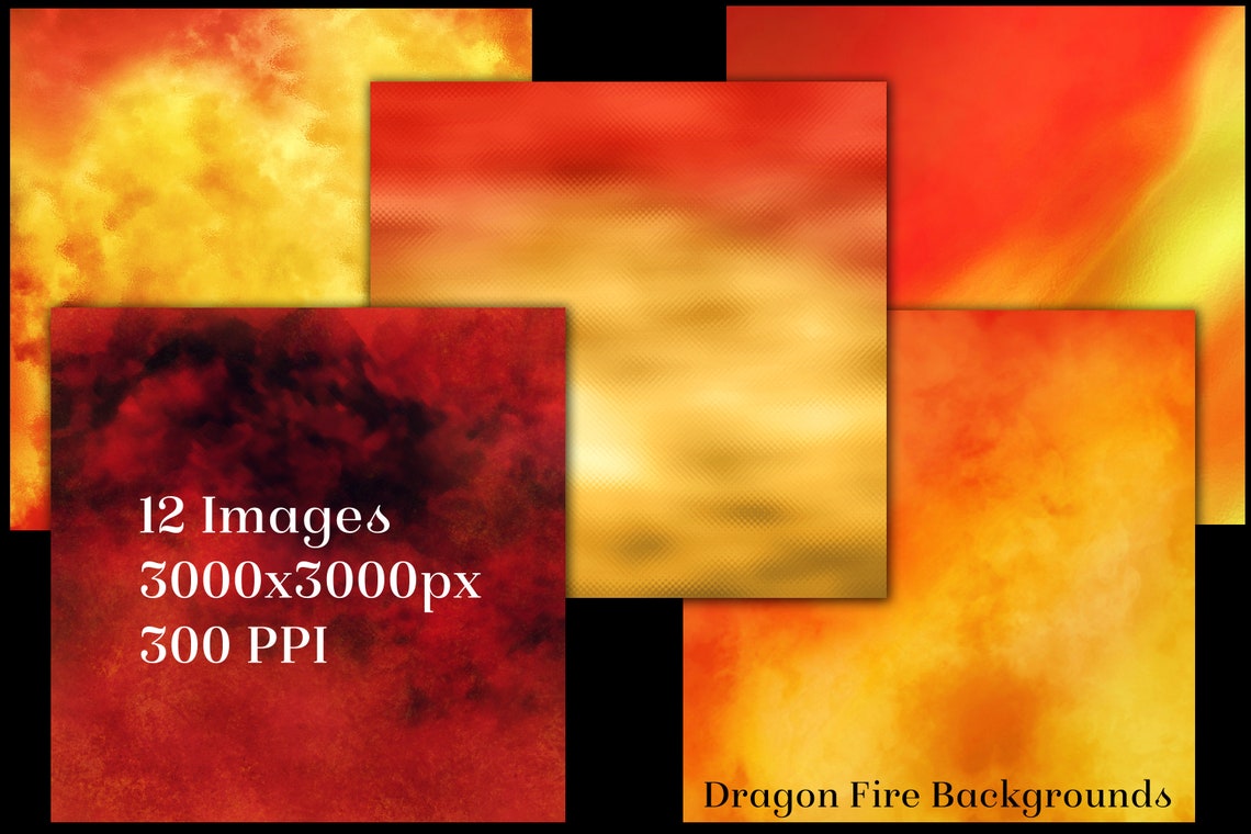Dragon Fire Backgrounds - 12 Image Textures Set - Etsy