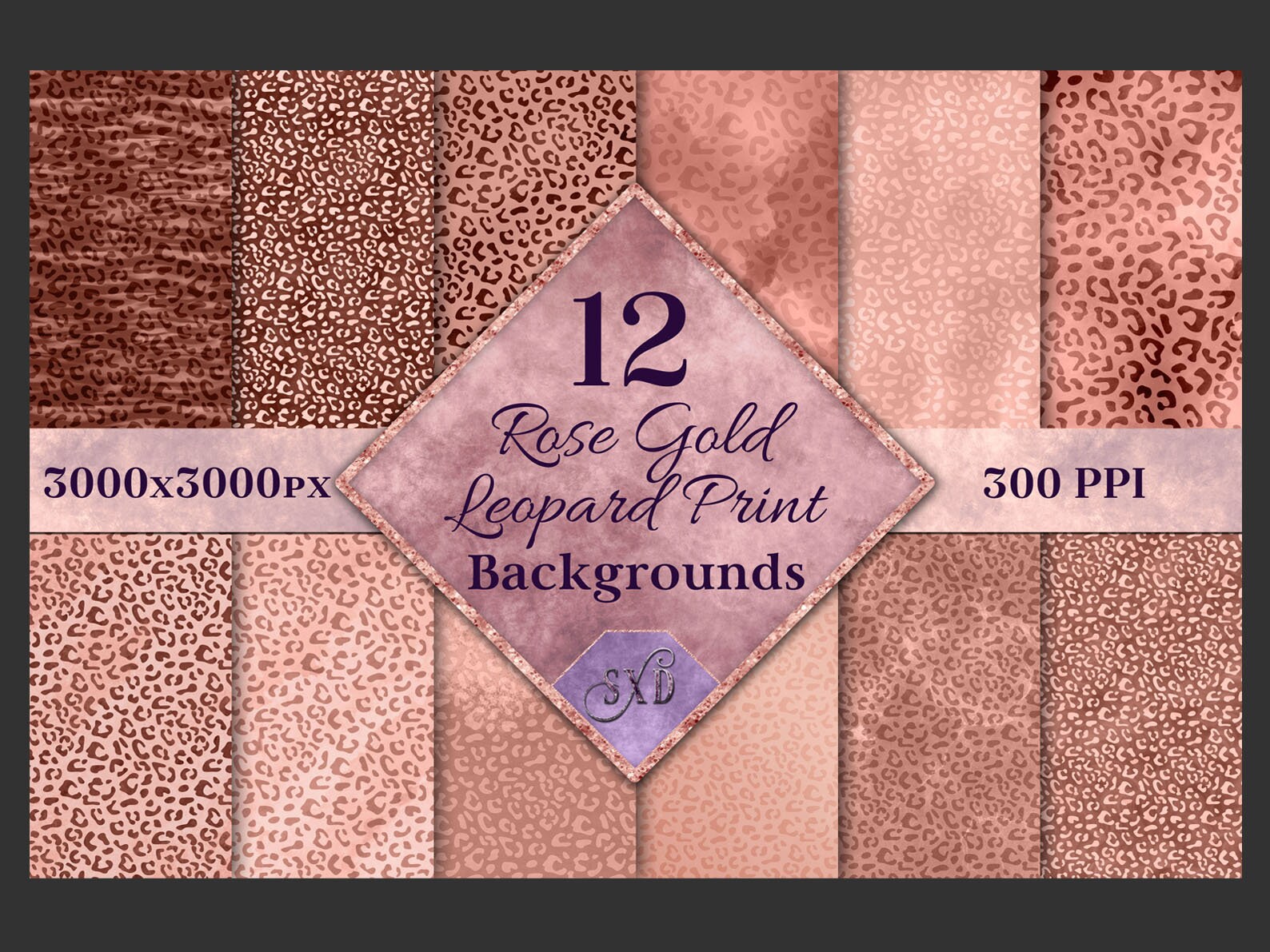 Rose Gold Leopard Print Backgrounds 12 Image Textures Set - Etsy UK