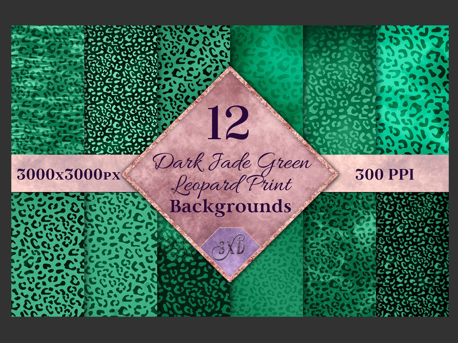 Dark Jade Green Leopard Print Backgrounds - 12 Textures - Etsy