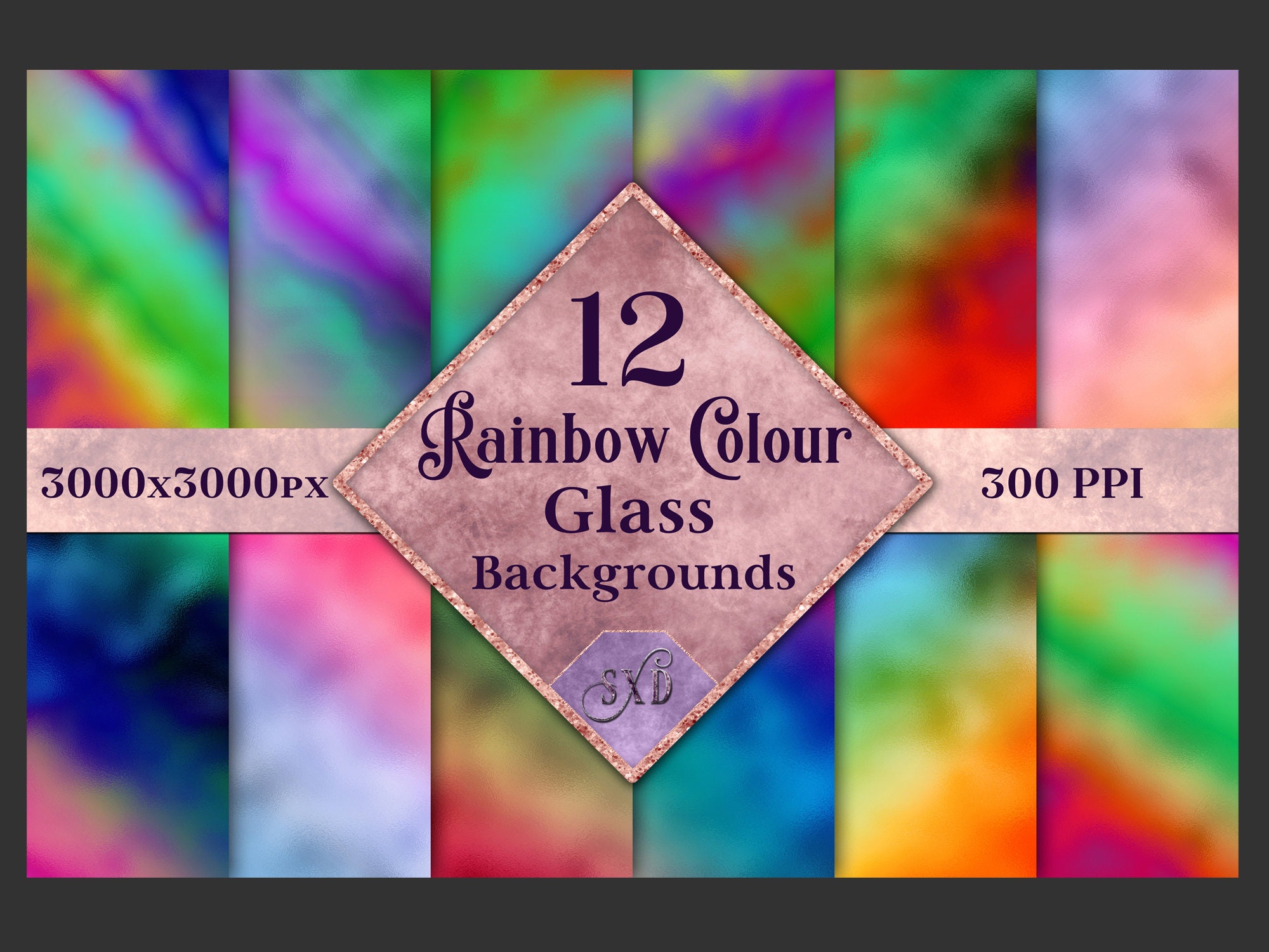 Rainbow Colour Glass Backgrounds - 12 Image Textures Set - Etsy