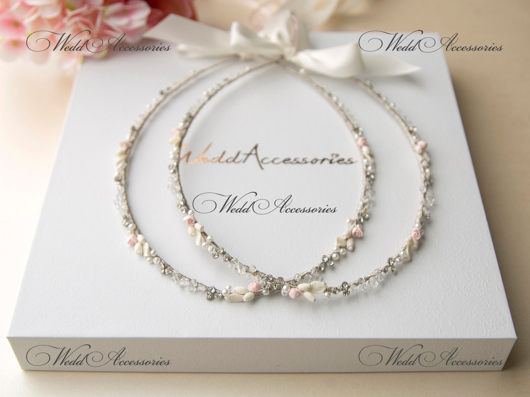 Stefana Handmade Greek Wedding Stephana From Porcelain Flowers in Pale ...