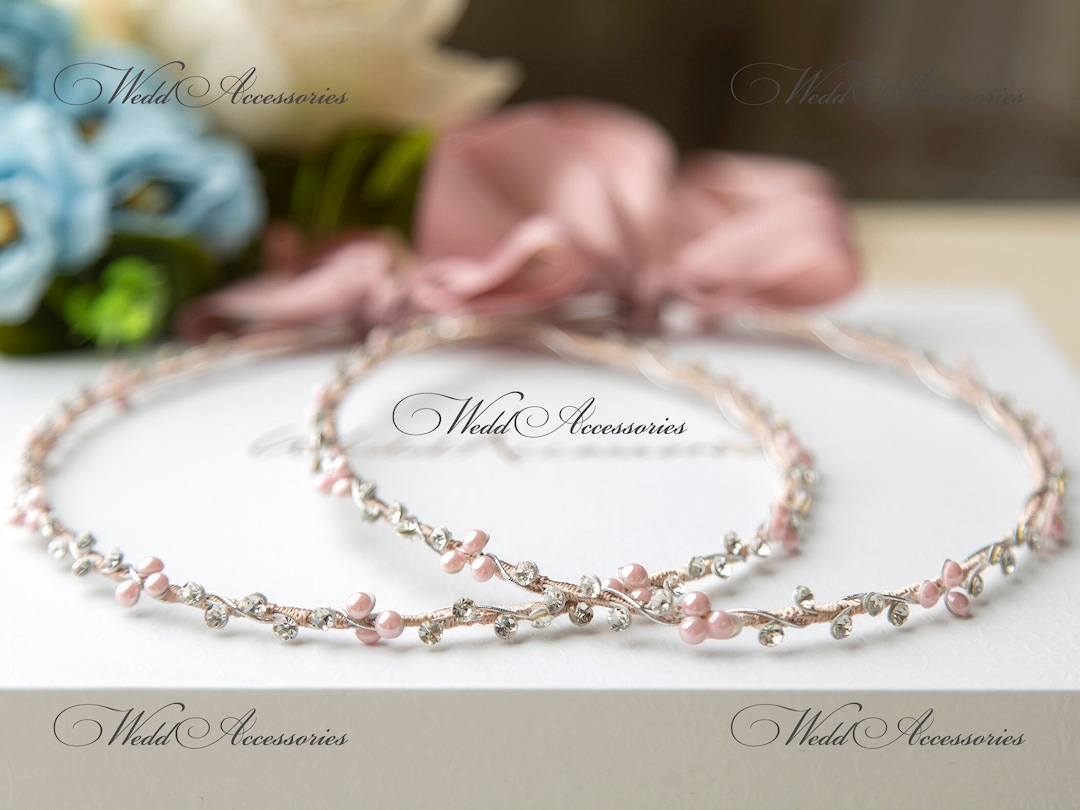 Stefana Handmade Greek Wedding Stephana With Blush Pink Stones Special ...
