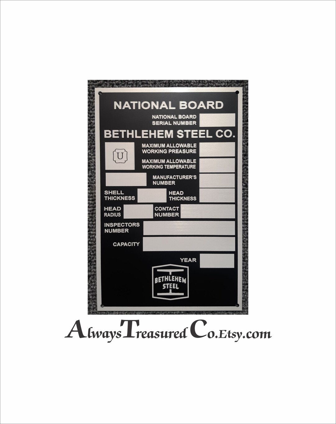 5 X 8 Inch OUTDOOR Grade Asset Tag Machine Tag Nameplate ID Tag Data ...