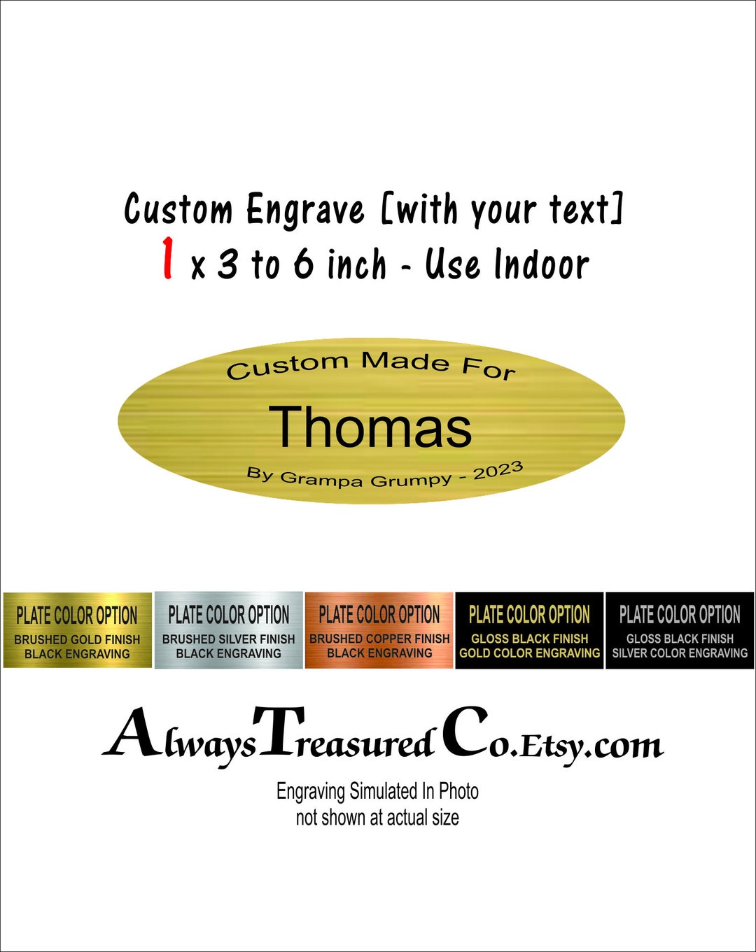 Mylar Sticker 1 X 3 to 6 Inches / Personalized Engraved Plate ...