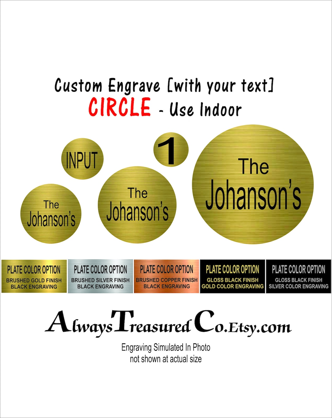 Mylar Sticker- Round Disk "circle"/ Personalized Engraved Plate ...