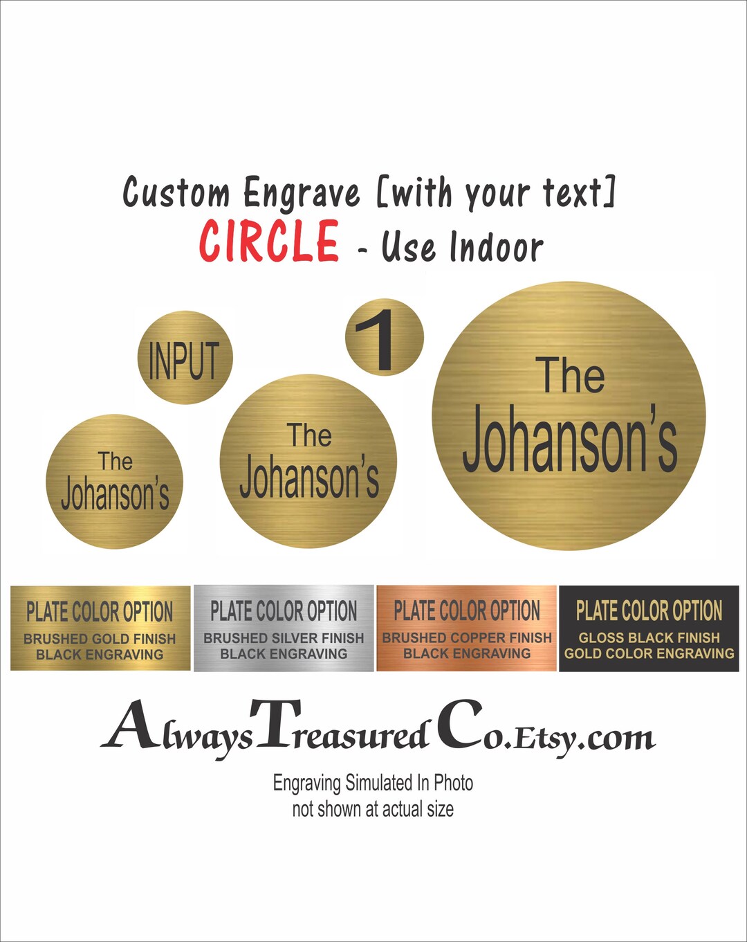 Acrylic Plastic Round Disk "circle" / Personalized Engraved Plate - 1/ ...