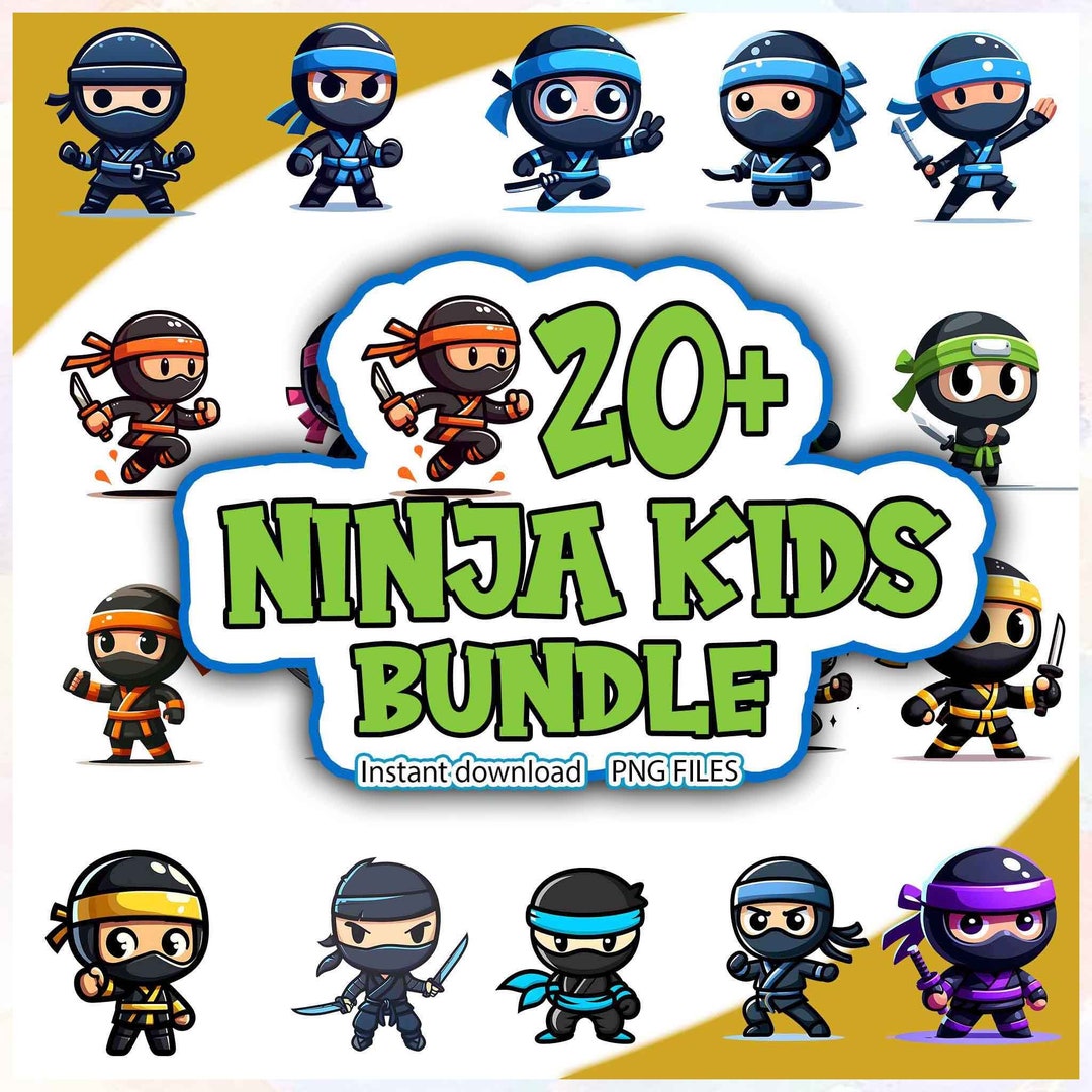 20 Ninja Kids Bundle Png, Funny Ninja Svg, Ninja for Kidz Svg Bundle ...