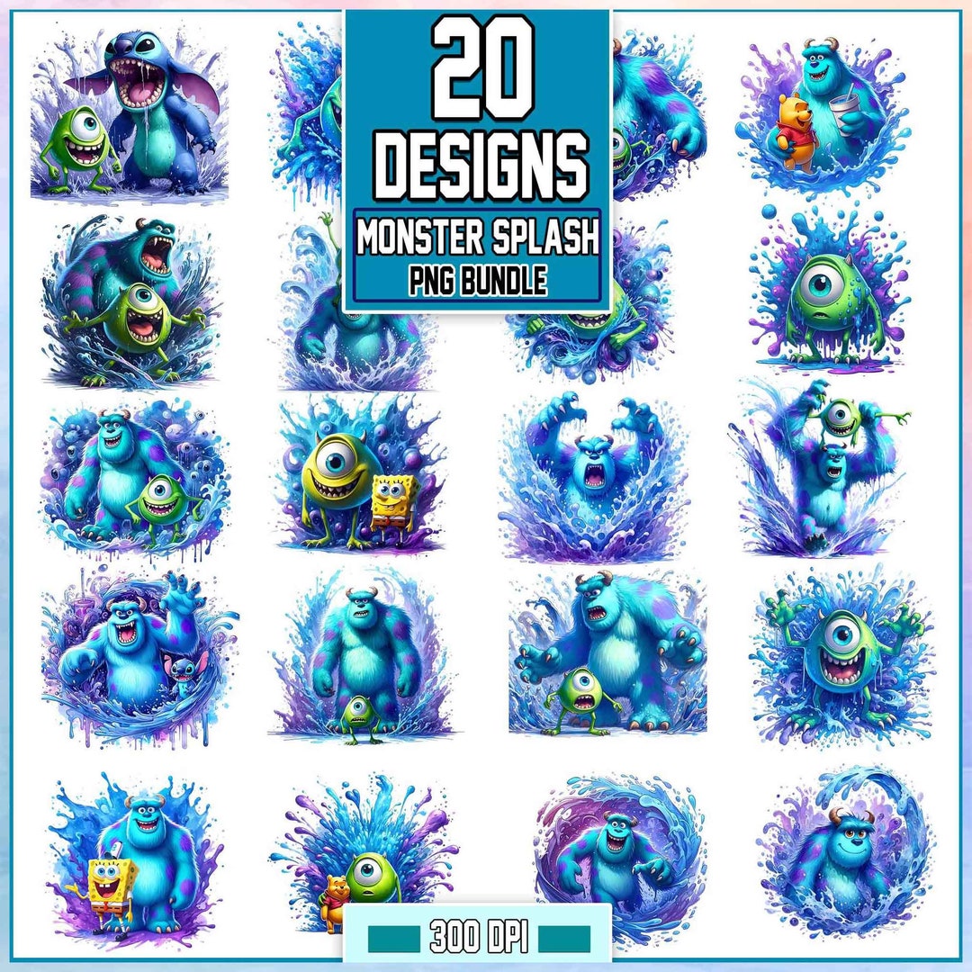 20 Monster Splash Bundle Png, Monsters Inc Png Bundle, Monsters Inc ...