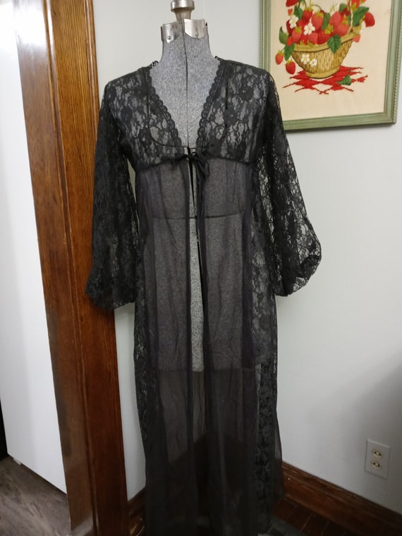 vintage sheer black negligee - Gem