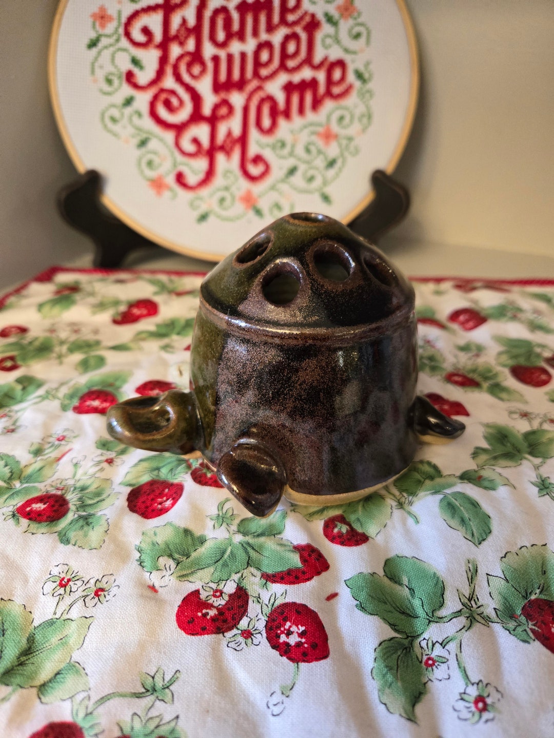 Handmade Pottery Turtle Flower Frog Vase - Etsy