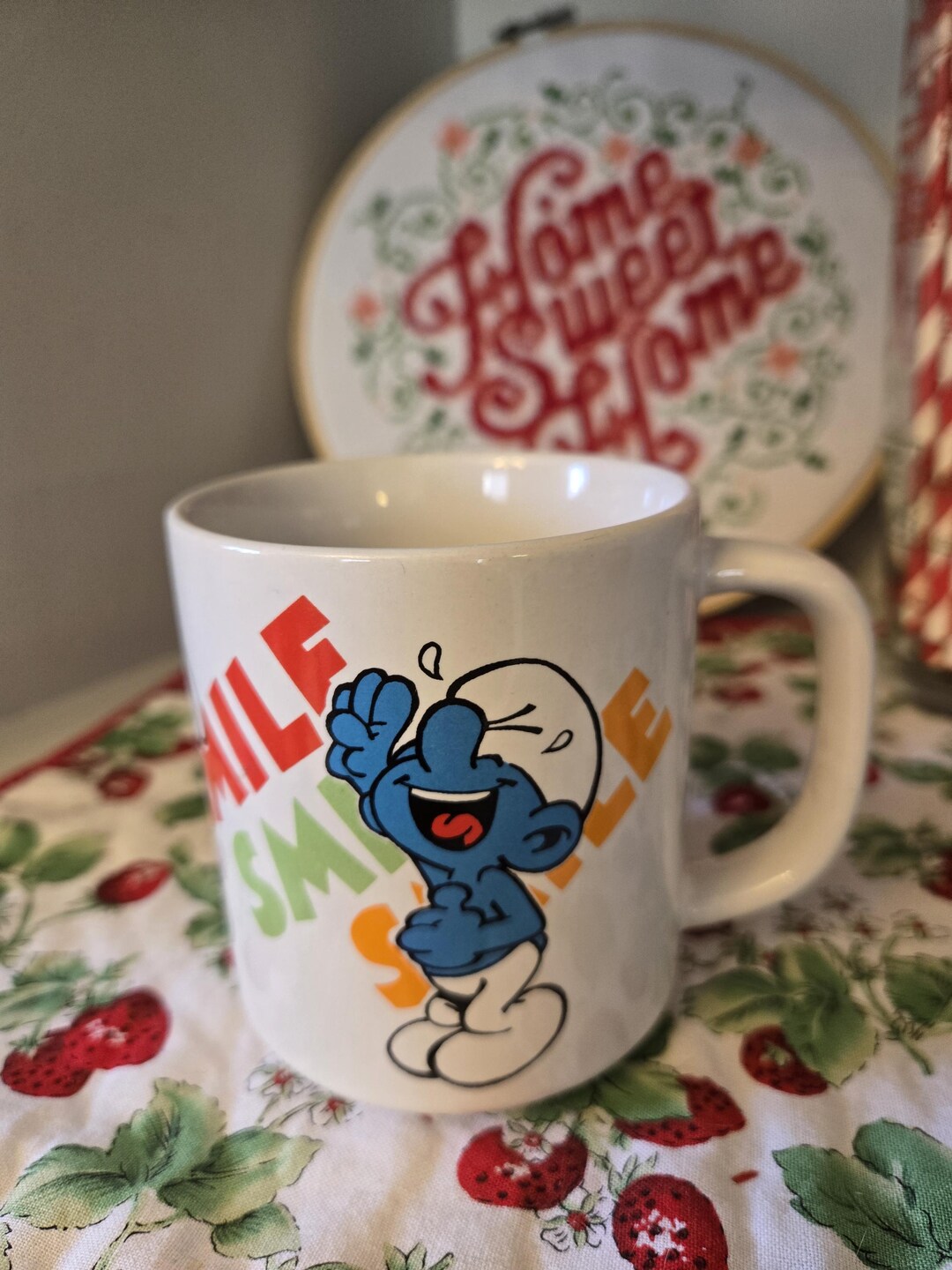 Vintage 1982 Smurf Smile Mug - Etsy