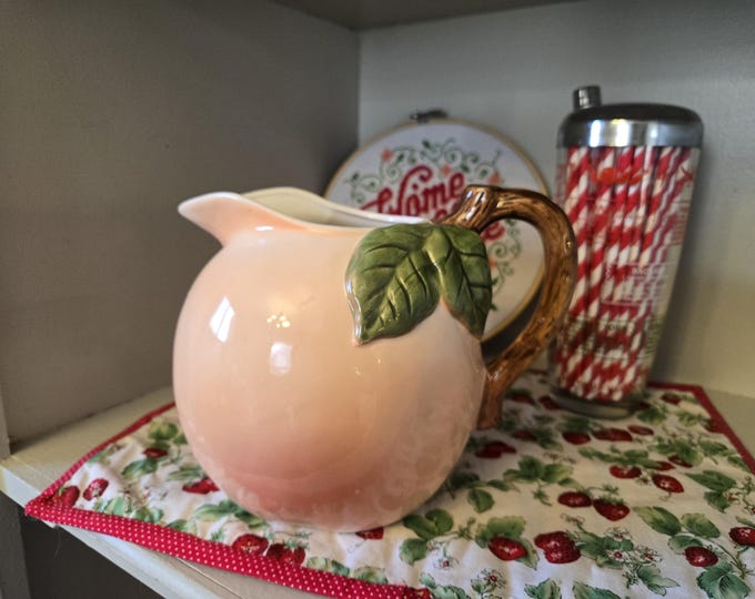 Vintage Peach Ceramic Drink Pitcher - Etsy