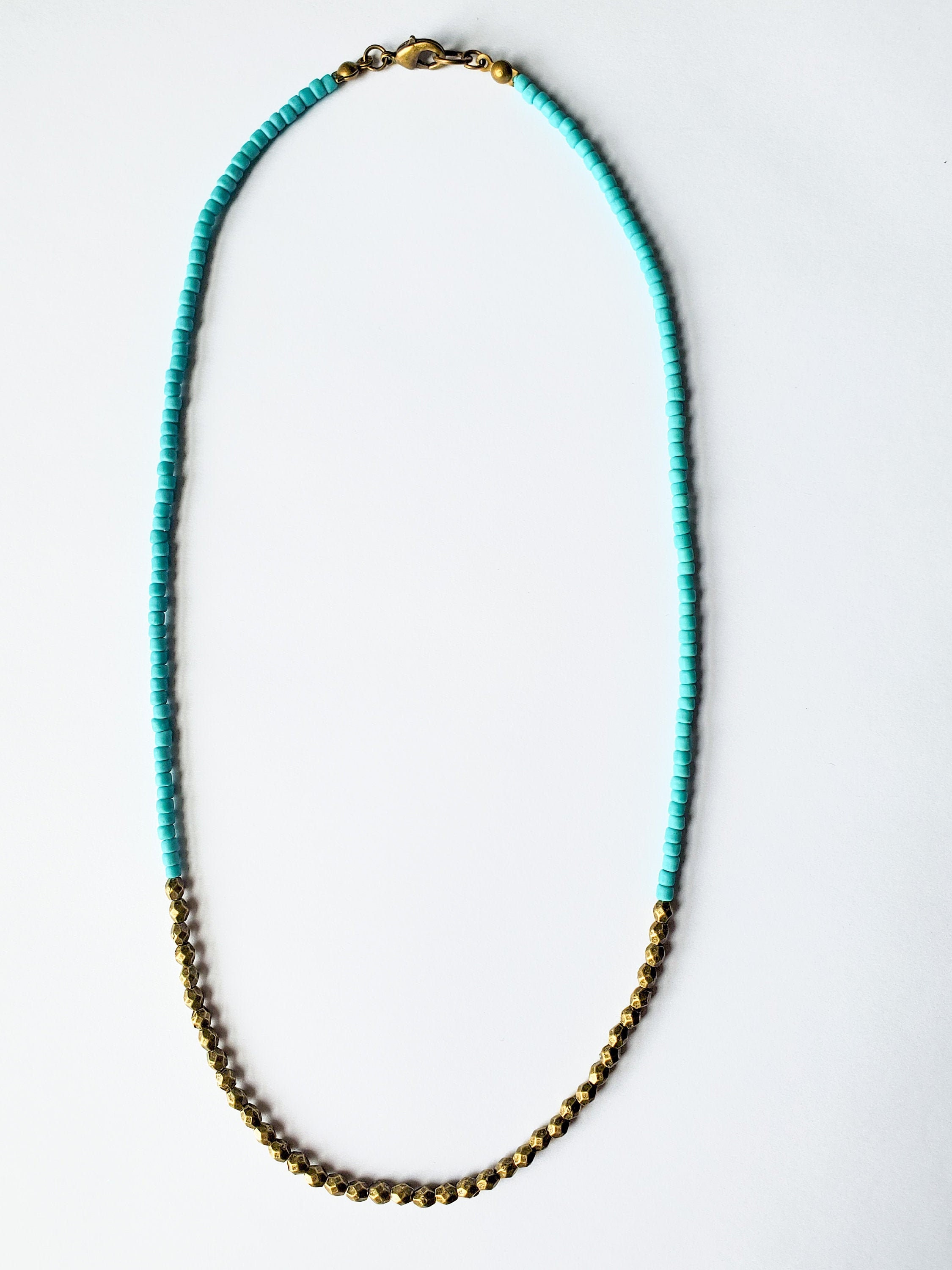 Bead Necklace, Seed Bead Necklace, Beaded Necklace, Turquoise Seed Bead ...