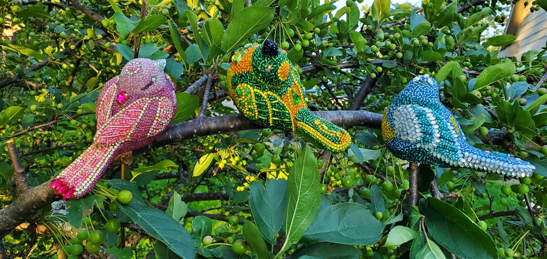 Beaded Bird Figurine: Jeweled Home Decor - Etsy
