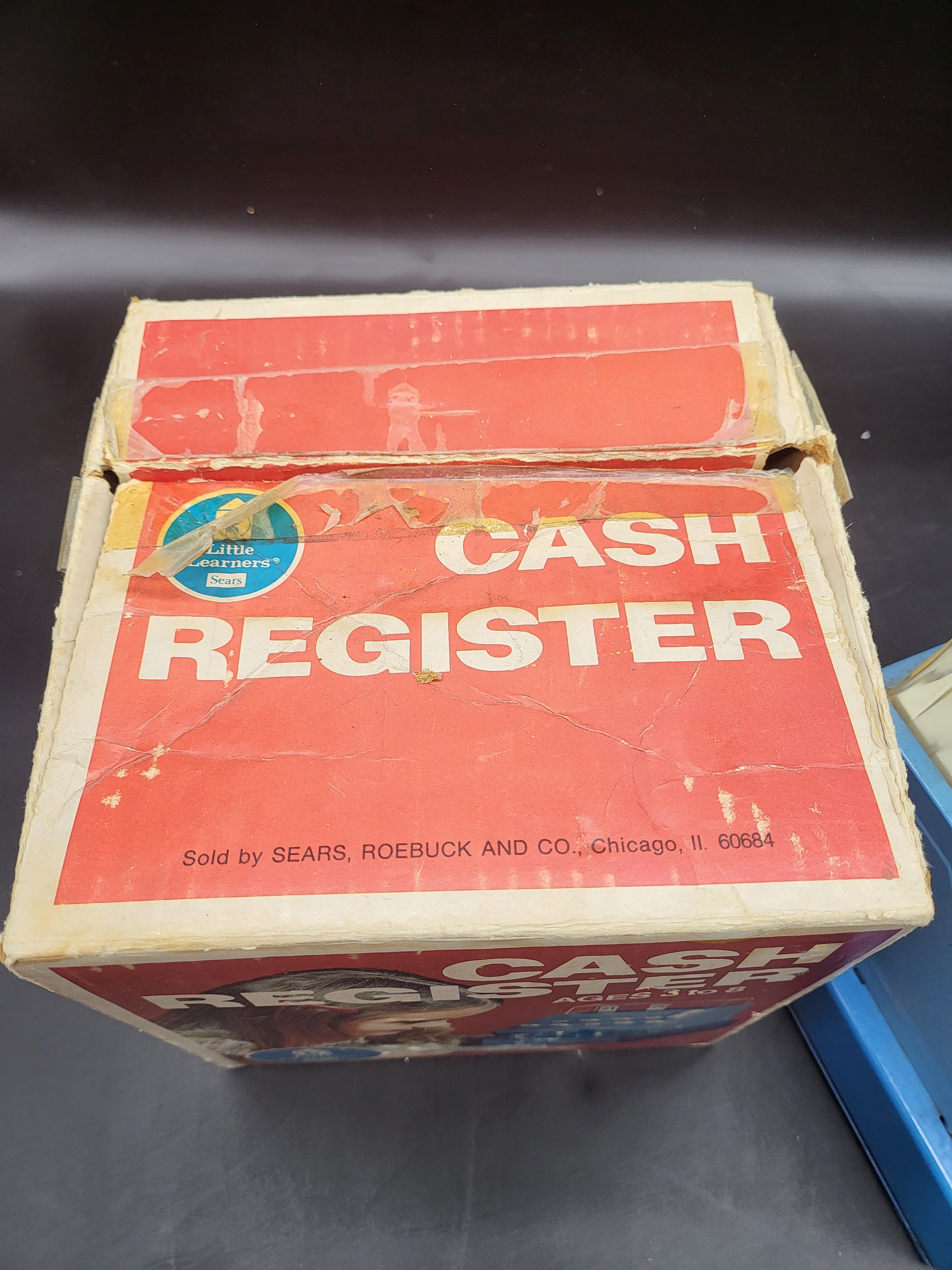 Vintage Sears Little Learner's Toy Cash Register W/ Orig Box 6.5"x6.5 ...
