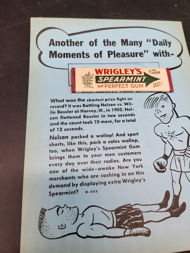 Vintage Wrigley Chewing Gum Advertising Card With 1935 Piece of Gum ...