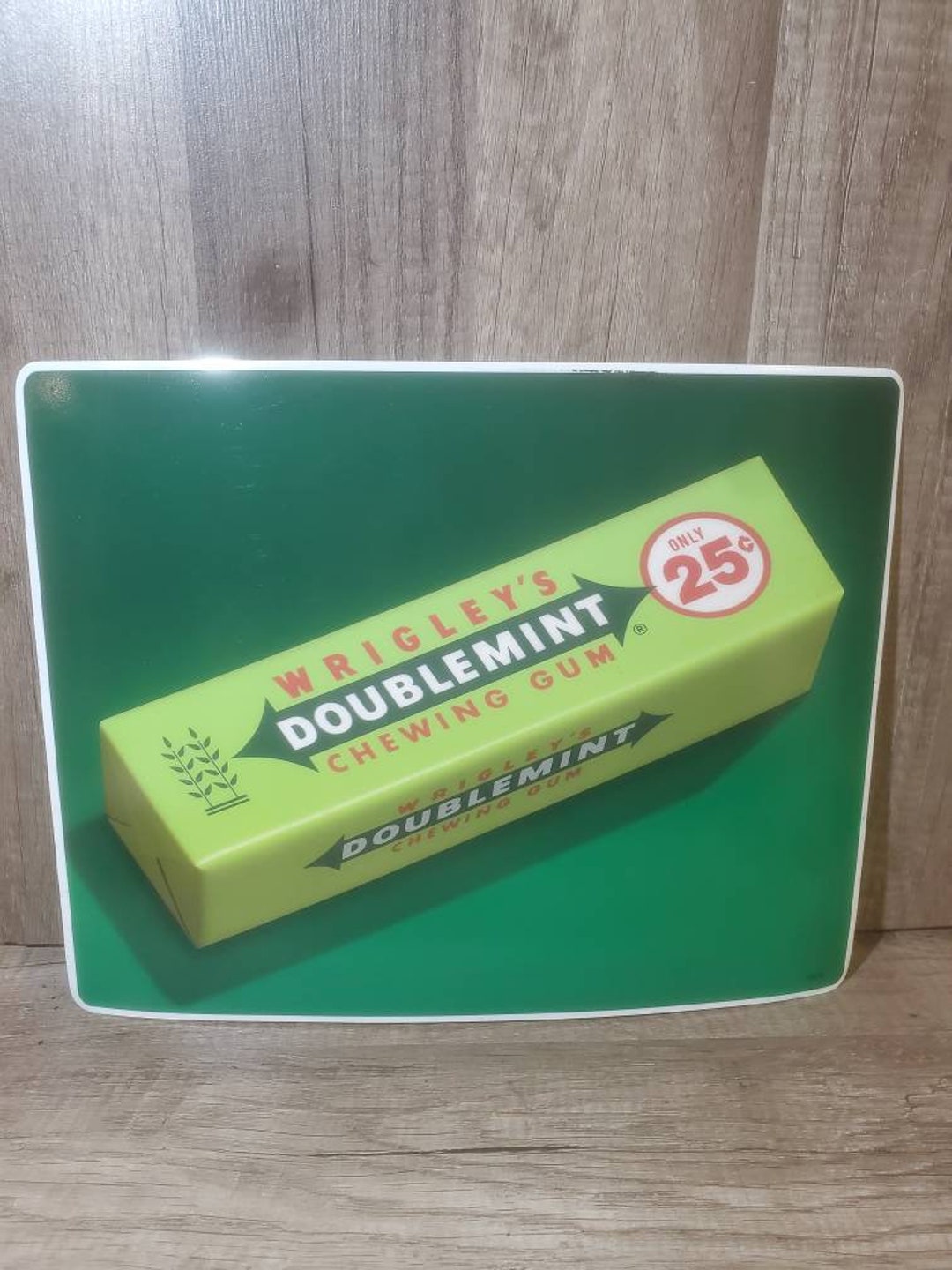 Vintage Wrigley Doublemint Chewing Gum Plastic Advertising Sign 13.5x ...