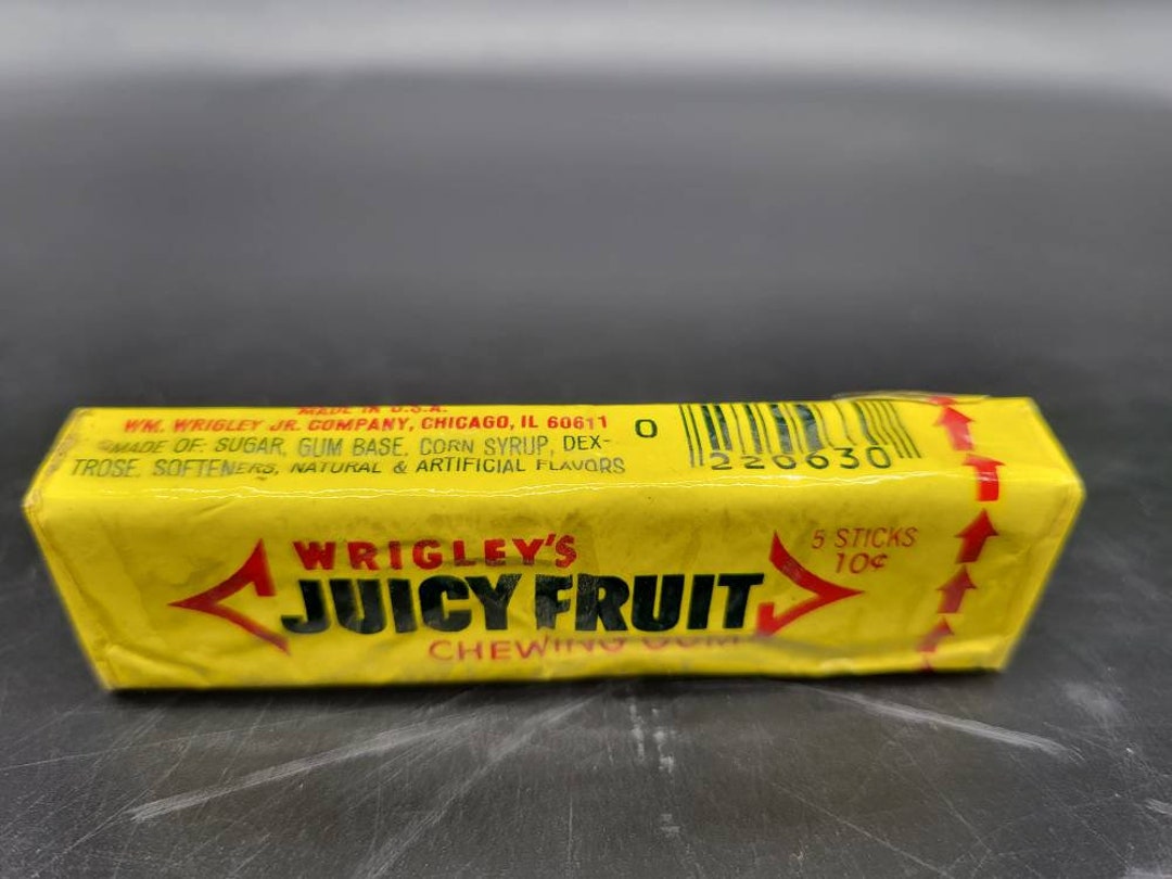 Vintage 1970s 10 Cent Pack of Wrigley’s Juicy Fruit Chewing Gum Full ...